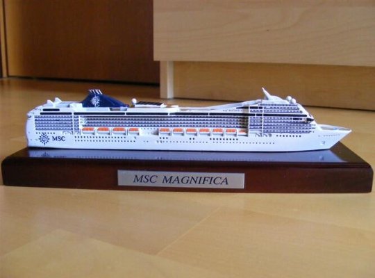 China Customized Design Wooden Model Boats With MSC Magnifica Cruise Ship Shaped supplier