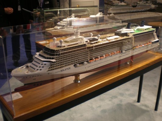 China Large Exhibition Wooden Cruise Ship Models , Celebrity Solstice Model With Print Logo supplier